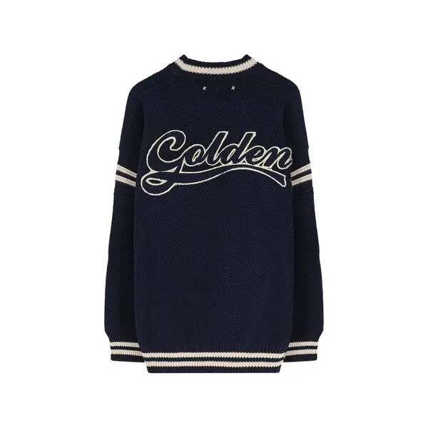 GOLDEN GOOSE Dark Waffle Knit Crew Neck Jumper