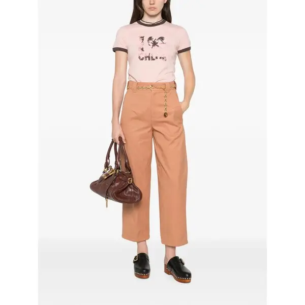 Chloé High-waisted Wide-leg Trousers - Pink