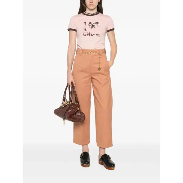 Chloé High-waisted Wide-leg Trousers - Pink