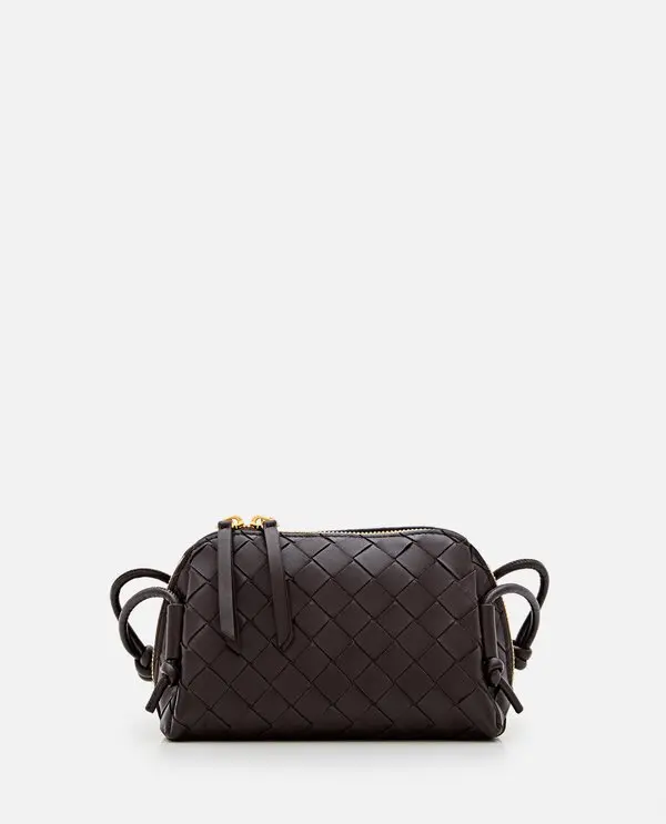 Bottega Veneta Nappa Leather Pouch With Intrecciato Weave And Gold Finish Hardware - Multicolor