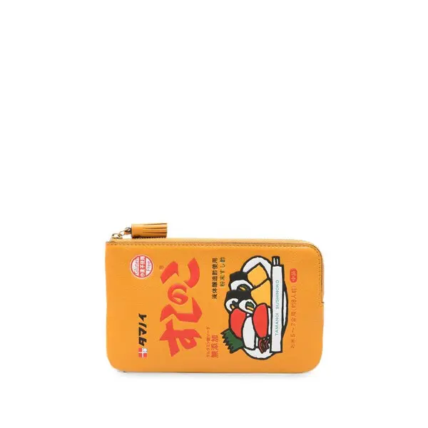 ANYA HINDMARCH Leather Clutch Bag With Graphic Print - Yellow