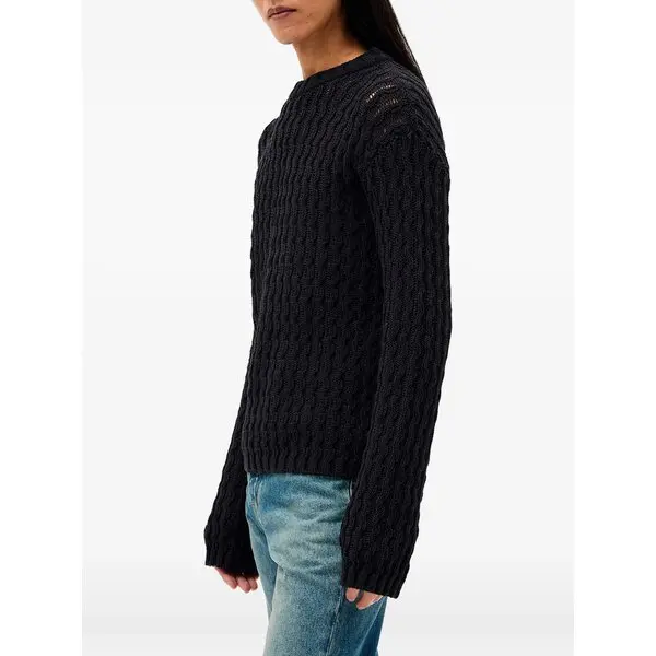 ANN DEMEULEMEESTER Chunky Cable Knit Crew Neck Sweater