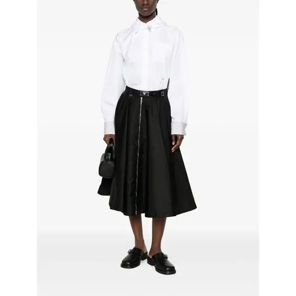 Prada Cotton Shirt With Scarf Detailing And Patched Pocket - White