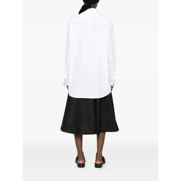 Prada Cotton Shirt With Scarf Detailing And Patched Pocket - White