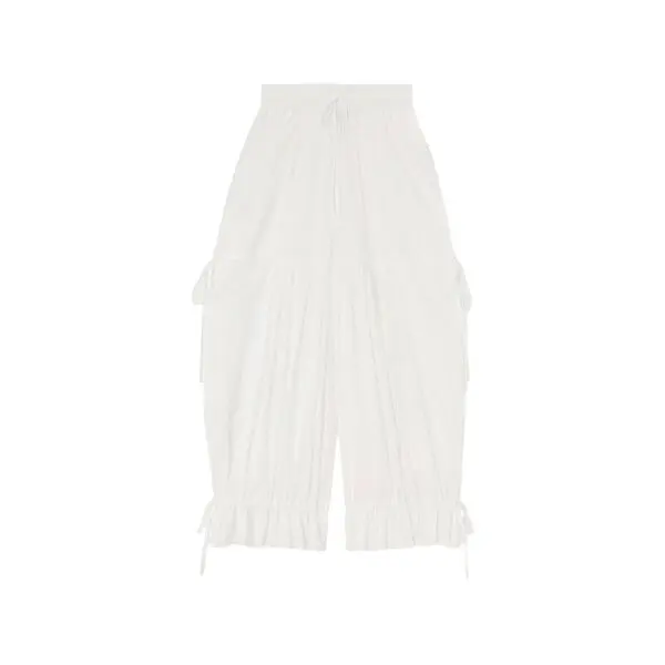 GANNI Tapered Trousers With Drawstring Waistband - White