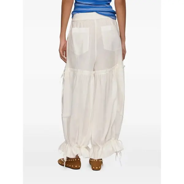 GANNI Tapered Trousers With Drawstring Waistband - White