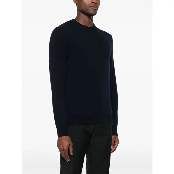 Malo Navy Cashmere Crew Neck Sweater - Blue