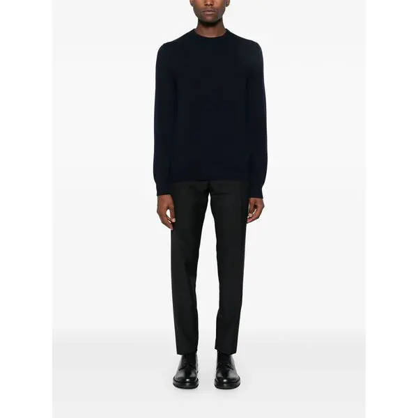 Malo Navy Cashmere Crew Neck Sweater - Blue