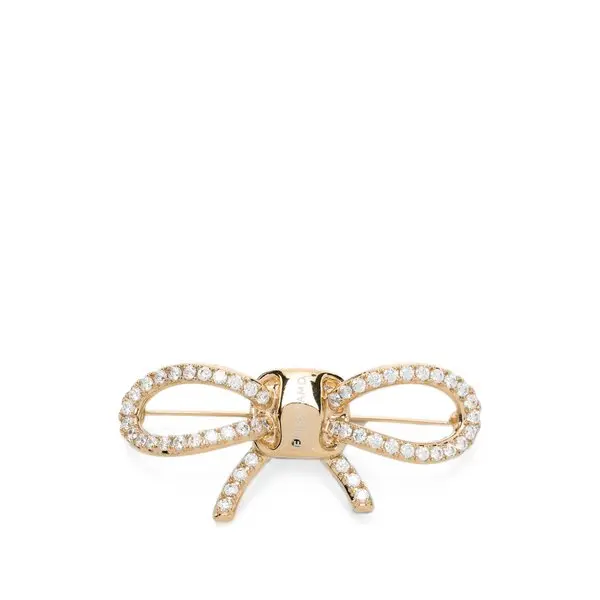 FERRAGAMO Vara Bow Brooch With Pavé-set Crystals - Gold