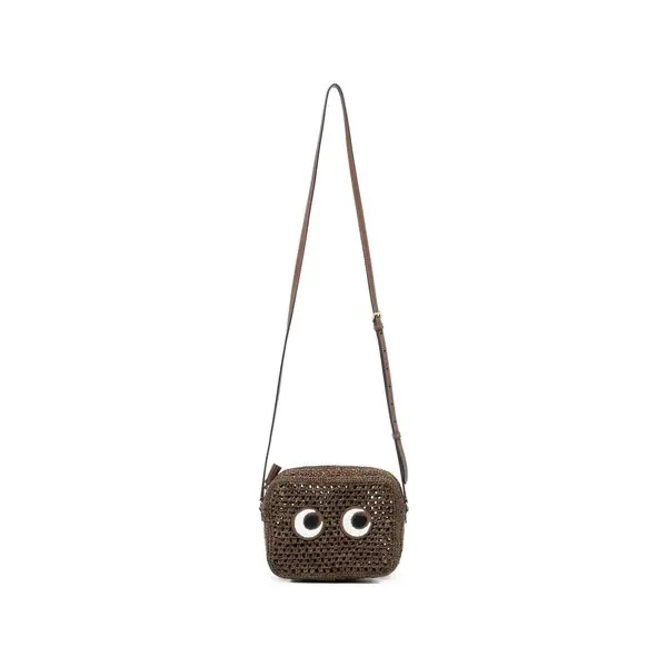 ANYA HINDMARCH Eyes Motif Raffia Mini Bag - Brown
