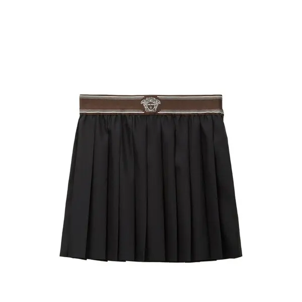 Versace Pleated Skirt With Medusa '95 Plaque - Black