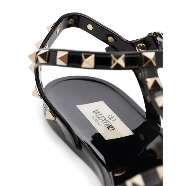 Valentino Garavani Rubber Studded Flat Sandals - Black