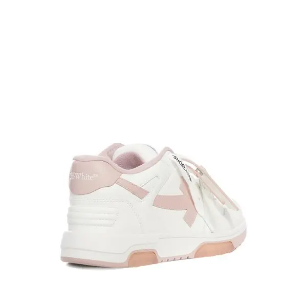 Off-White Leather Trainers With Pink Accents - White