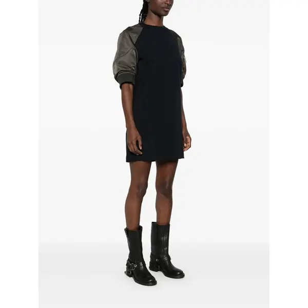 Sacai Paneled Day Dress With Puff Sleeves
