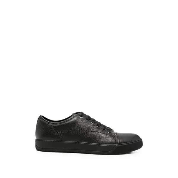 LANVIN Leather Lace-up Round Toe Low-top Trainers - Black