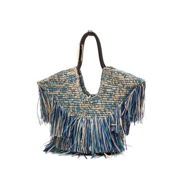Zimmermann Woven Tote Bag With Tiered Fringe - Blue