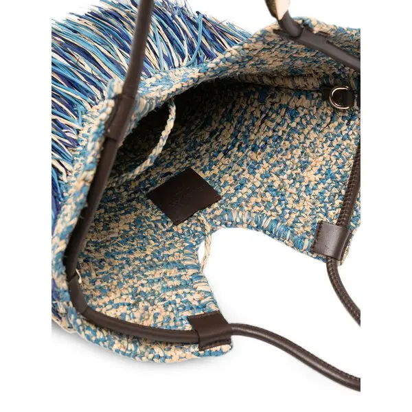 Zimmermann Woven Tote Bag With Tiered Fringe - Blue