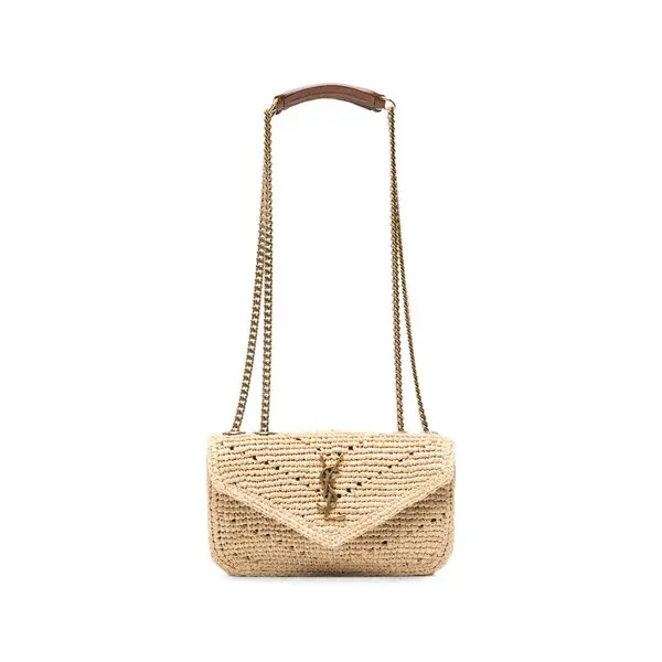 Saint Laurent Raffia Shoulder Bag - Cream