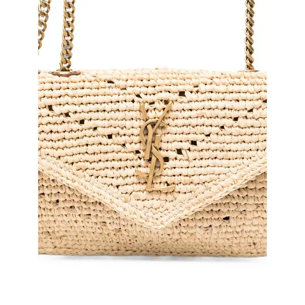 Saint Laurent Raffia Shoulder Bag - Cream