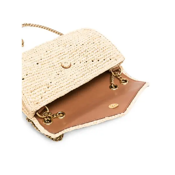 Saint Laurent Raffia Shoulder Bag - Cream