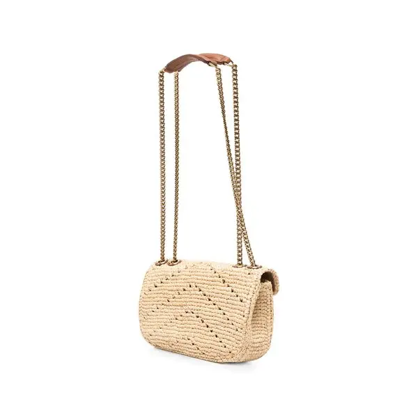 Saint Laurent Raffia Shoulder Bag - Cream