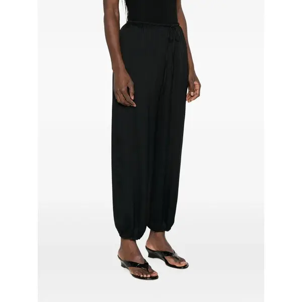 FORTE_FORTE Crepe Textured Drawstring Trousers - Black