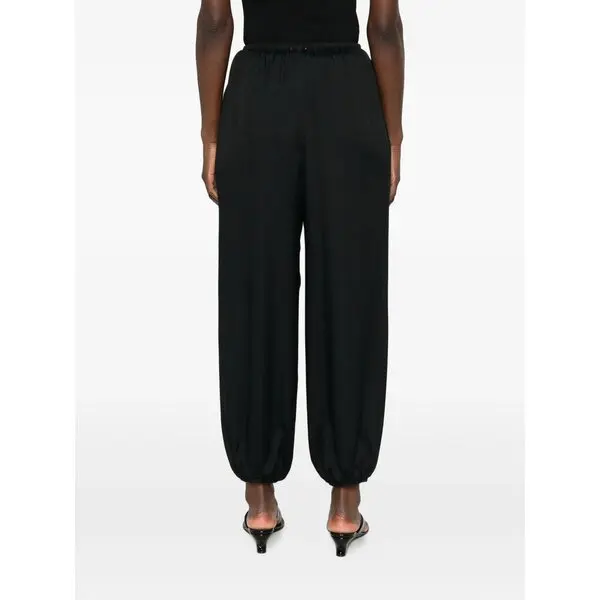 FORTE_FORTE Crepe Textured Drawstring Trousers - Black