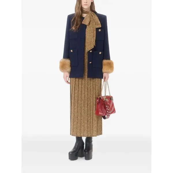 Valentino Garavani Textured Coat With Gold-tone Buttons - Blue