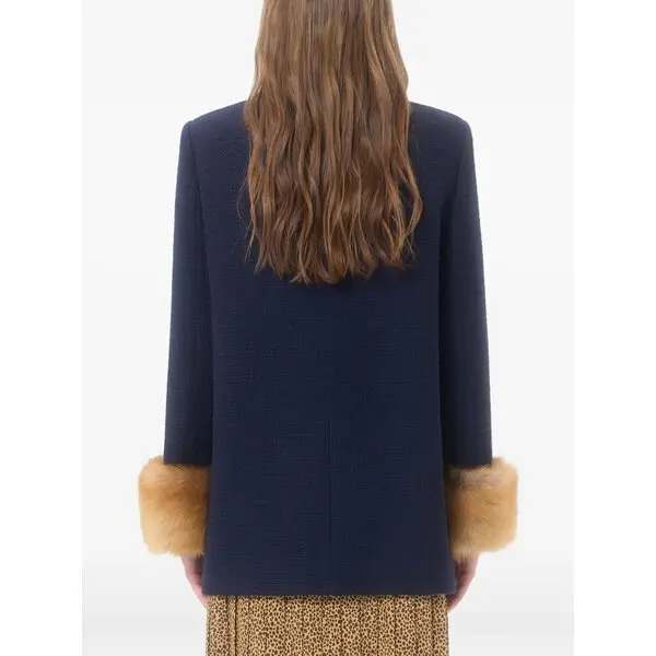 Valentino Garavani Textured Coat With Gold-tone Buttons - Blue