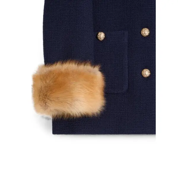 Valentino Garavani Textured Coat With Gold-tone Buttons - Blue