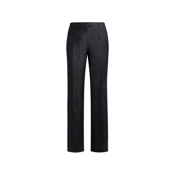 Etro Tailored Wool Jacquard Paisley Trousers - Black