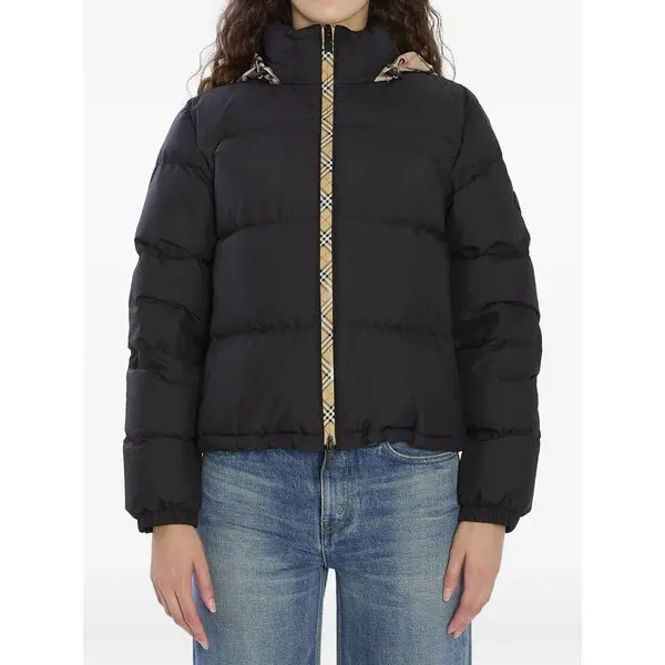 Burberry Quilted Down Puffer Jacket With Concealed Hood - Black