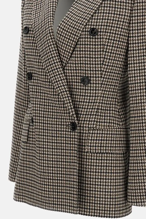 Max Mara Pied De Poule Double Breasted Blazer - Multicolor