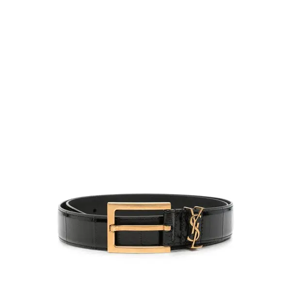 Saint Laurent Cassandre Logo Belt - Black