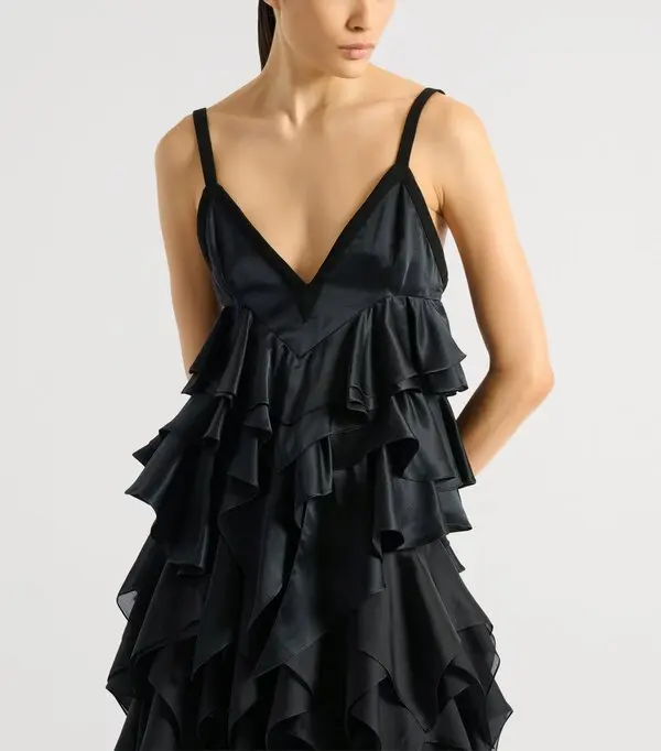 Balmain Silk Satin Ruffled Top