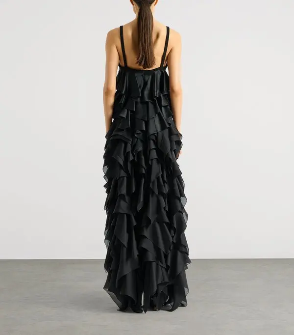Balmain Silk Satin Ruffled Top