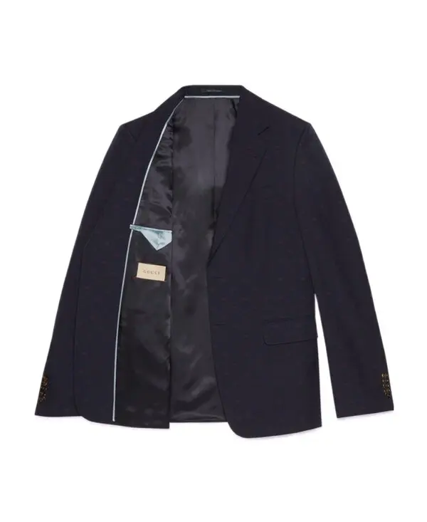 Gucci Gg-print Single-breasted Wool Suit