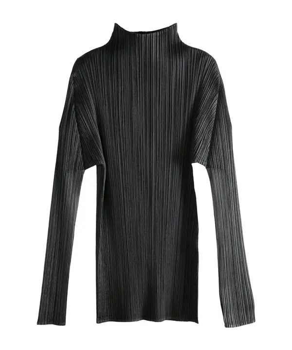 PLEATS PLEASE BY ISSEY MIYAKE Pleats Please Issey Miyake Mock Neck Long-sleeved Top - Black