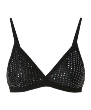 Pinko Mesh-effect Bra With Rhinestones - Black