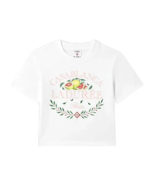 Casablanca Laduree X Cropped Baby Short Sleeve Tshirt - White