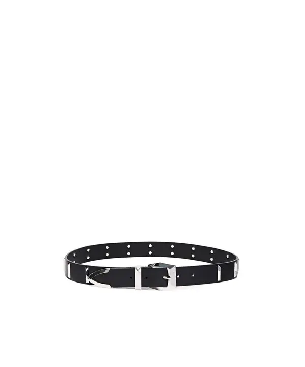 Pinko Leather Belt With Studded Embellishment - Black