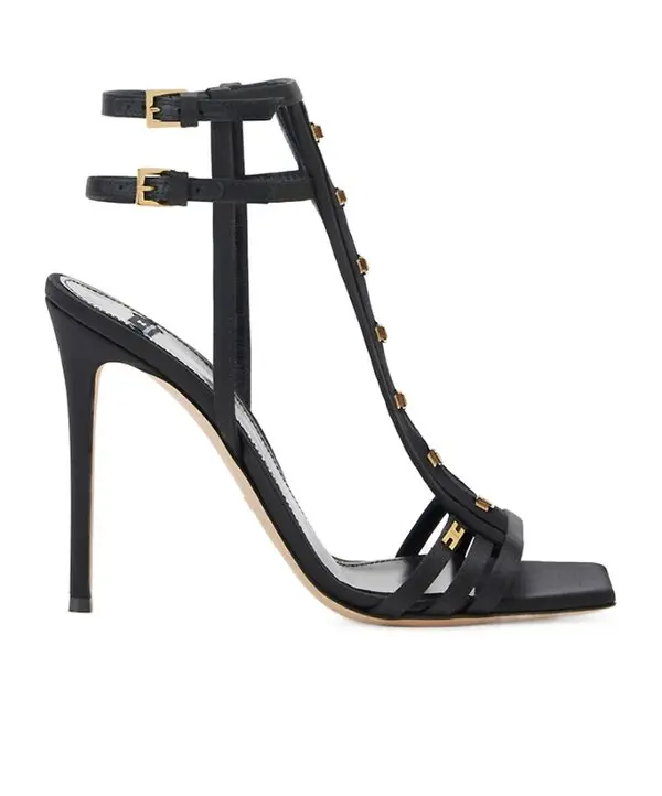 Elisabetta Franchi Sheer Patchwork Buckle Sandals