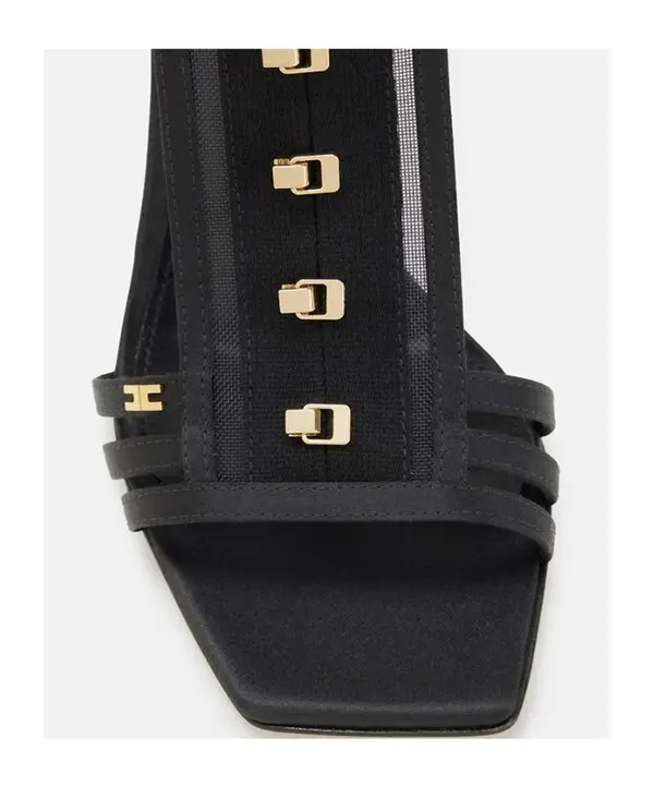 Elisabetta Franchi Sheer Patchwork Buckle Sandals