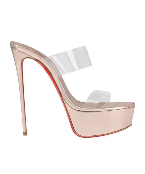 CHRISTIAN LOUBOUTIN Round-toe High-heeled Sandals - Milk Color