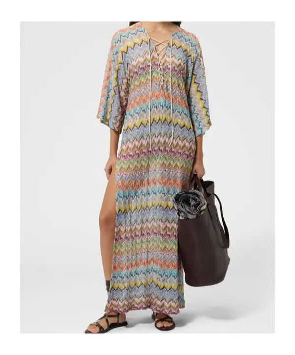 Missoni Zigzag-knit Lace-up Beach Dress