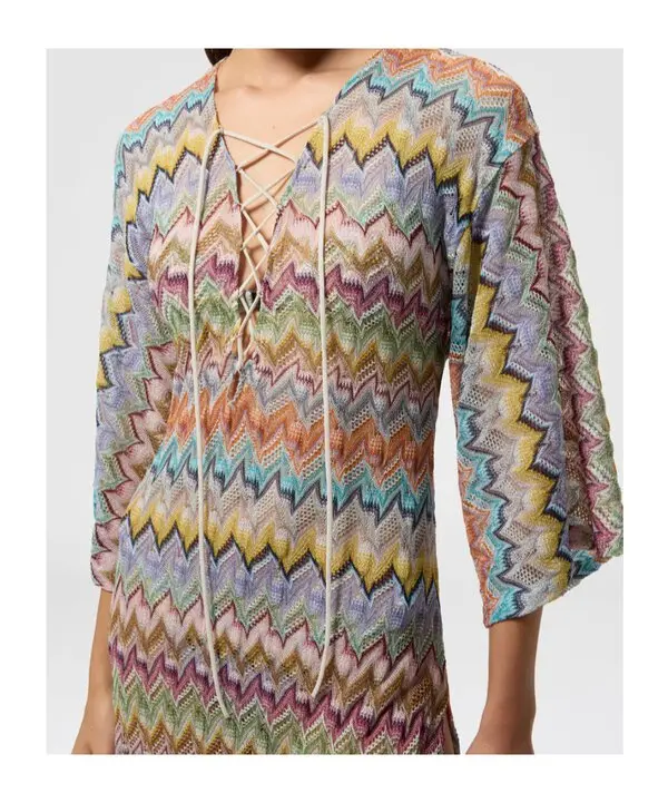 Missoni Zigzag-knit Lace-up Beach Dress