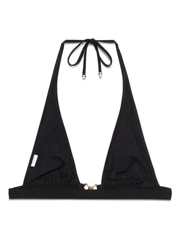 Celine Triangle Bikini Top With Gold-tone Logo Plaque - Multicolor