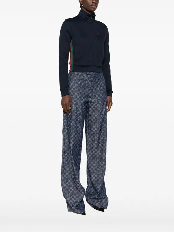 Gucci Cotton Blend Sweatshirt With Web Stripe Detail - Multicolor