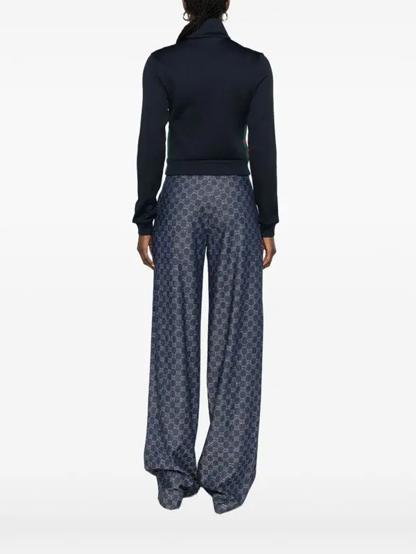 Gucci Cotton Blend Sweatshirt With Web Stripe Detail - Multicolor