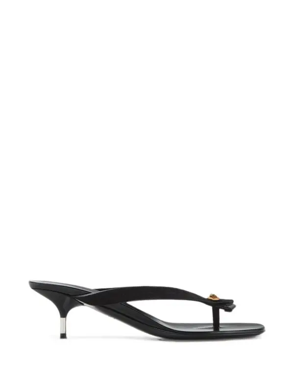Versace Leather Thong Sandals With Medusa Plaque - Multicolor